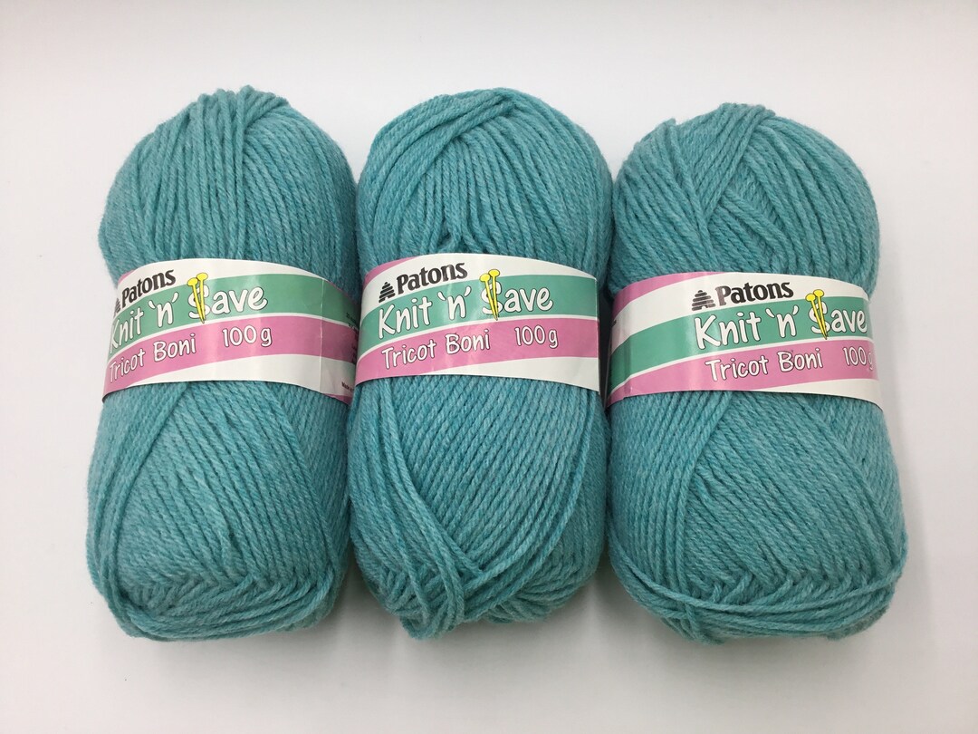 Patons Knit ‘n’ Save Yarn Set of 3, 238yds/218m, Medium 4, Blue Heather ...