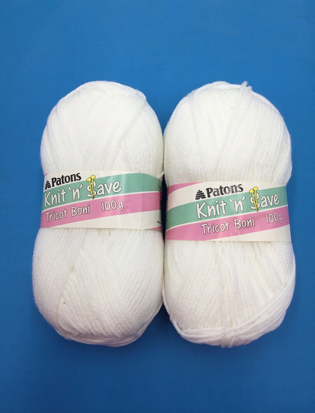 Patons Knit ‘n’ Save Yarn Set of 2 , 238yds/218m, Medium 4, White Col ...
