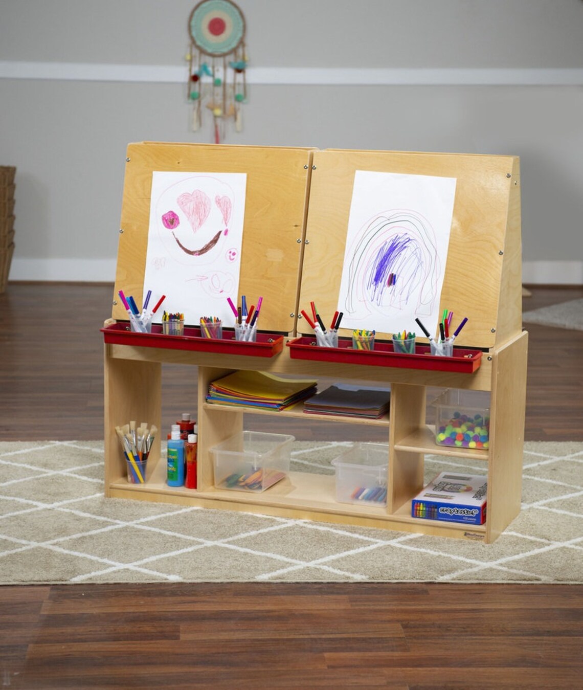 Easel Kid's Art Easel / Art Center for Four With Red - Etsy