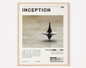 Inception Christopher Nolan Minimalist Movie Poster, Movie Art, Vintage ...