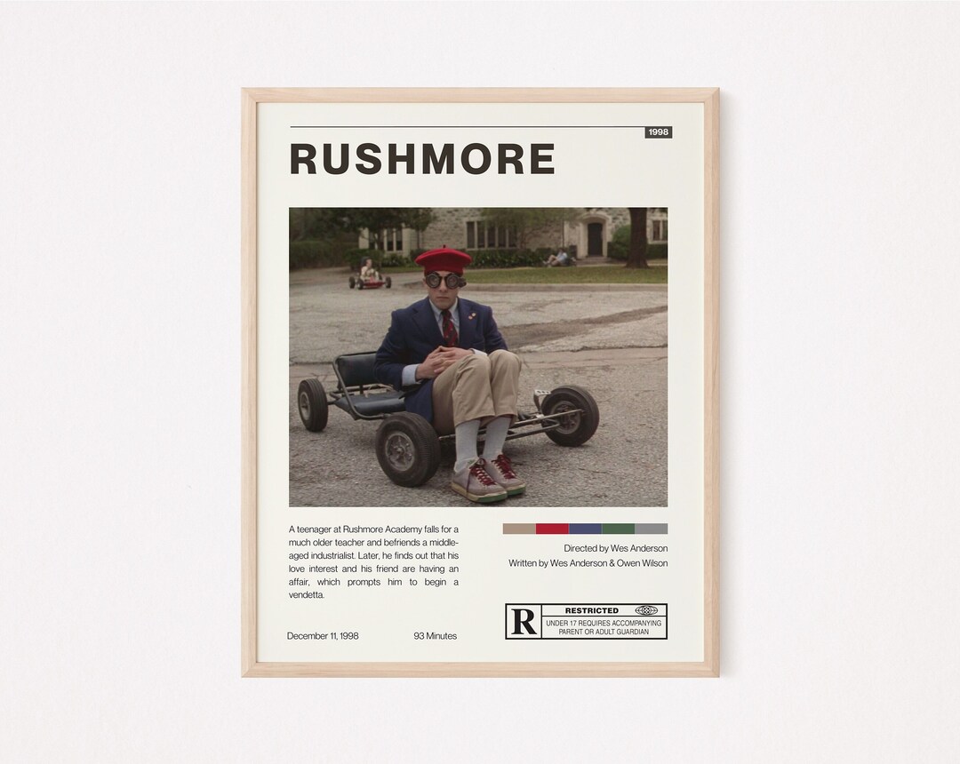 RUSHMORE Movie Poster wes Anderson Vintage Wall Print Digital Download ...