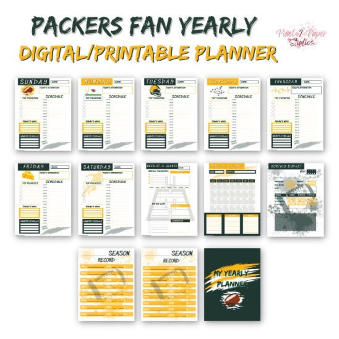 Green Bay Packers Fan Yearly Planner - Etsy