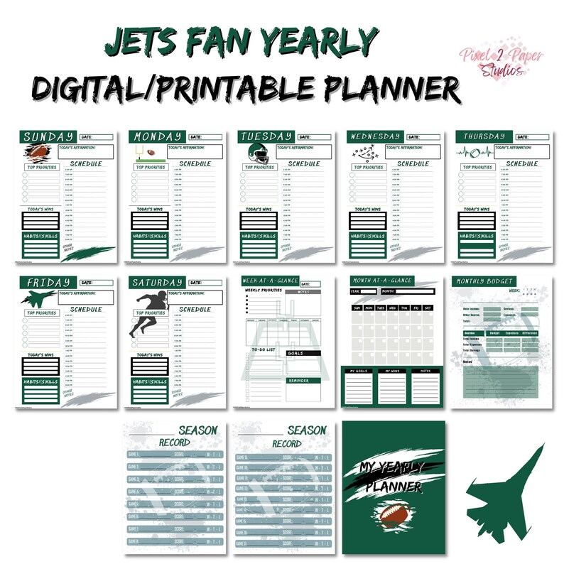 Jets Fan Yearly Planner - Etsy