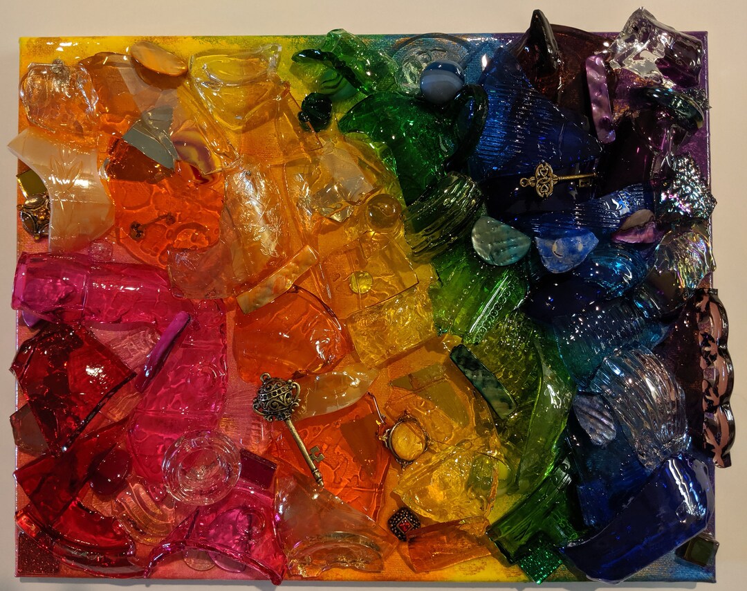 Rainbow Shard Art Wall Canvas - Etsy