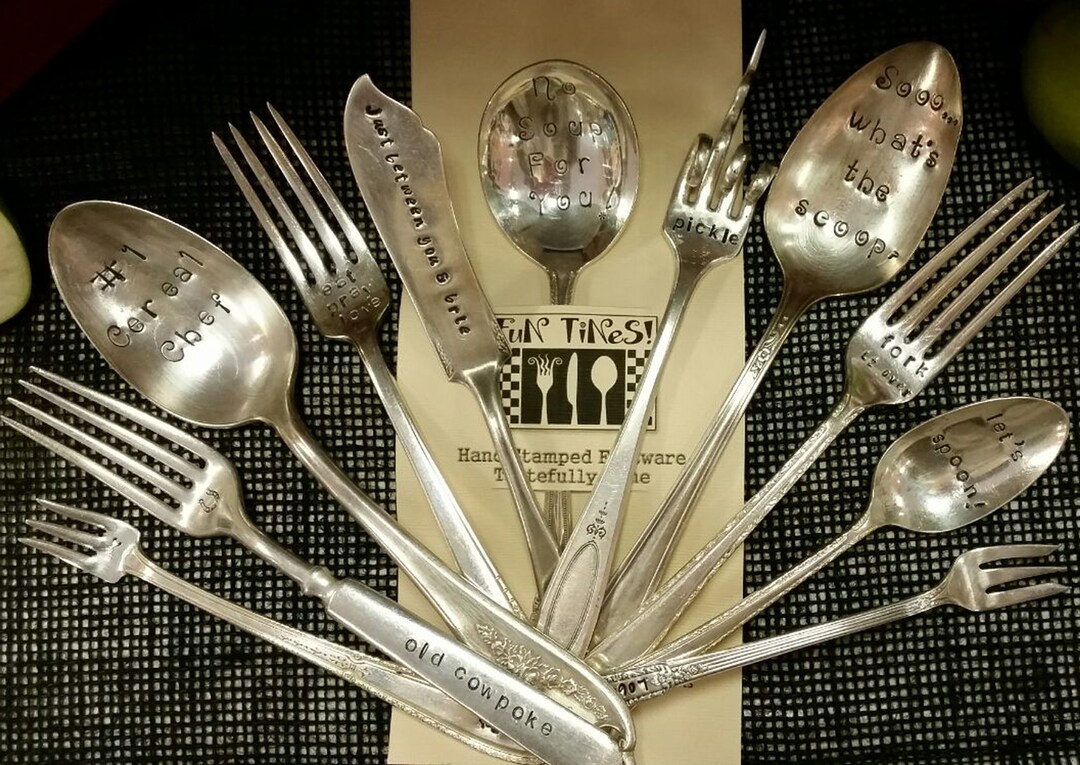 Hand Stamped Silver Plated Flatware - Etsy