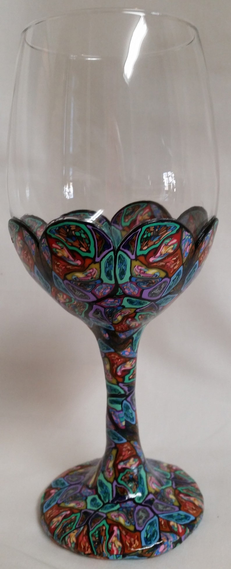Wine Glass - Red / Large - Polymer Clay Stained Glass Look - Etsy