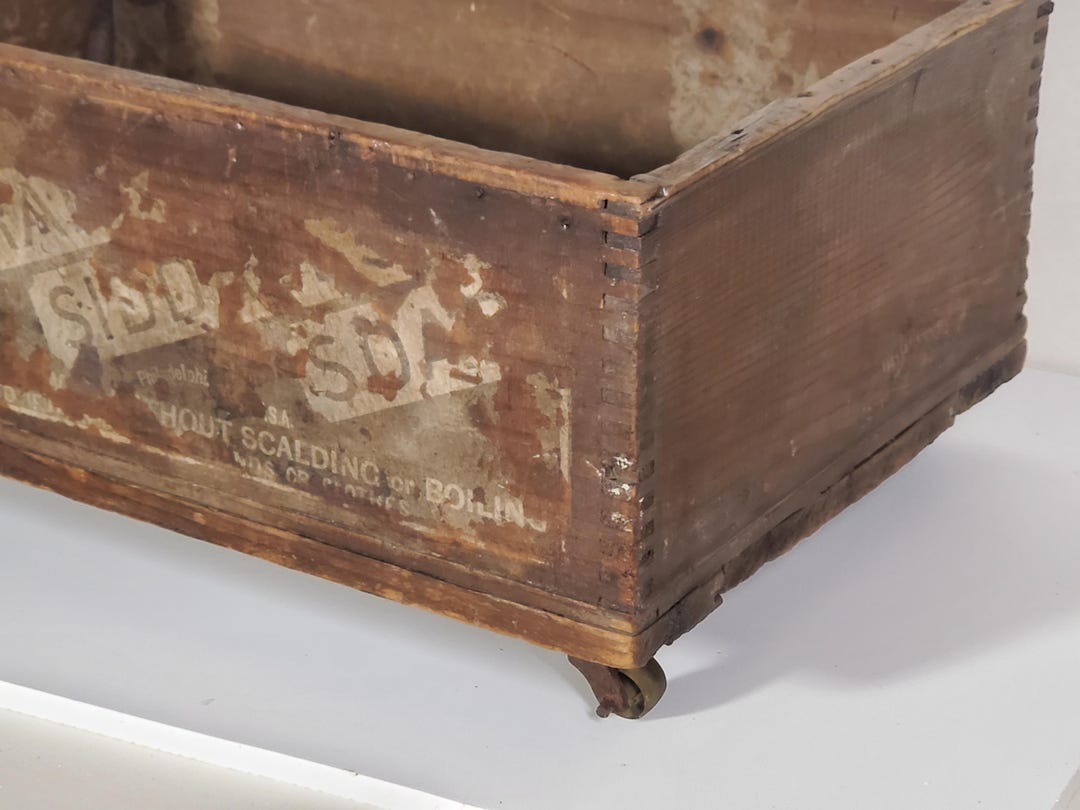 Antique Soap Box on Brass Castors, Victorian Shipping Crate With ...