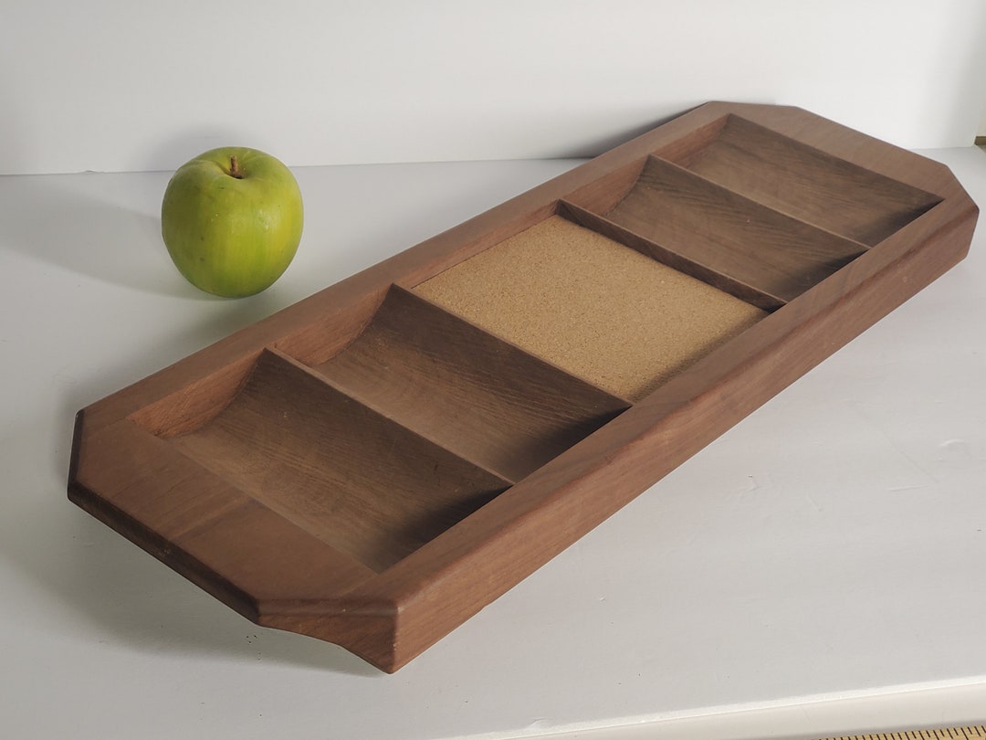 Solid Thick Walnut Tray With 5 Compartments, Desk Organizer/jewelry Bin ...
