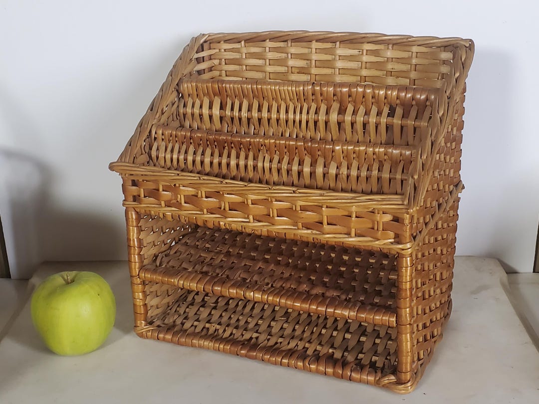 Vintage Basket Shelf, Letter Bin, Desk-top Willow/wicker Mail Holder ...