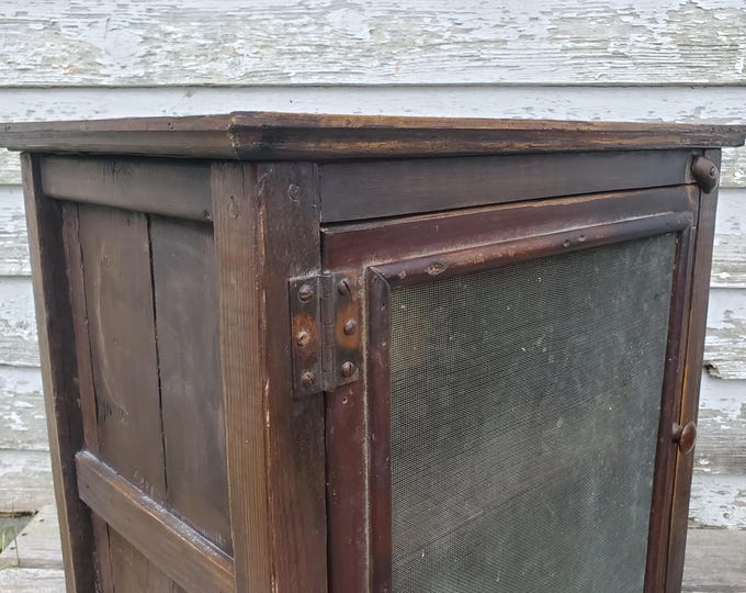 Antique Wood Pie Safe/cabinet With Copper Wire Screen Door, Stands ...