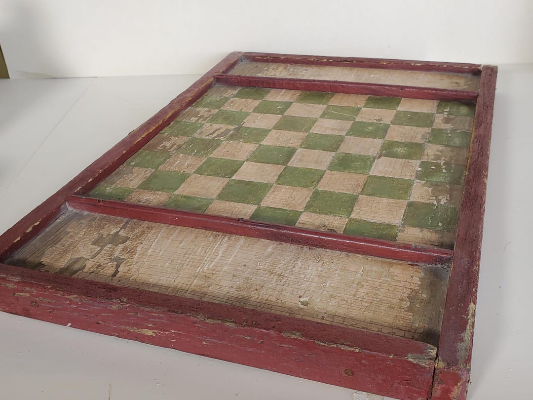 Antique Wood Checkerboard, Gameboard, Worn Crackled Finish, Aged ...
