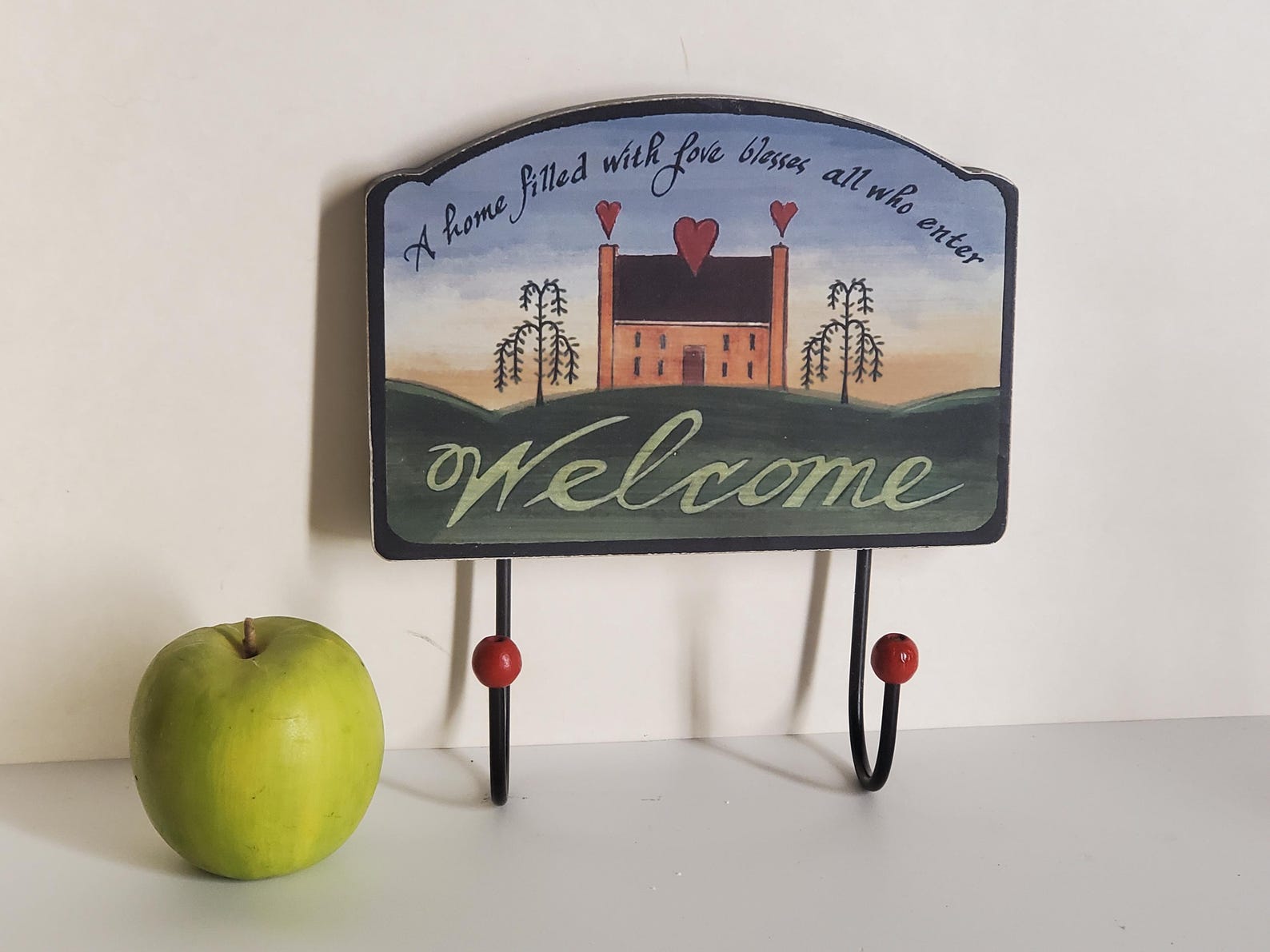 Vintage 1980s Welcome Sign With Metal Hooks: Country Home Decor - Etsy