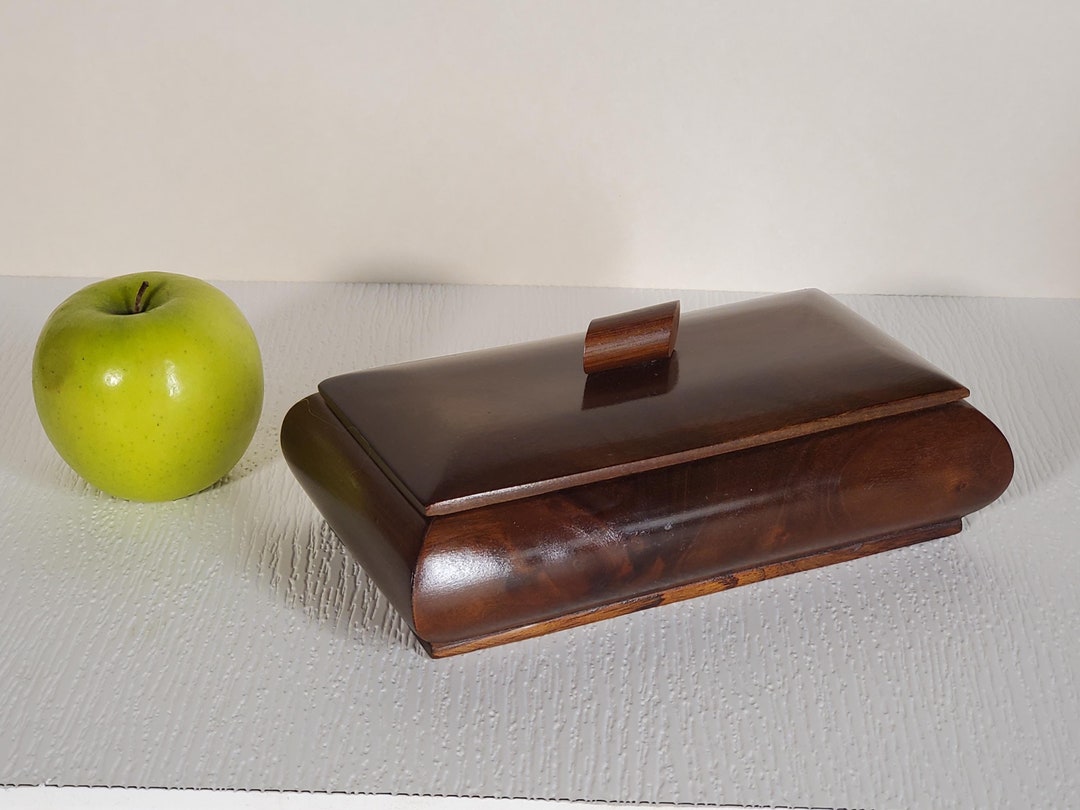 Art Deco Carved Walnut Cigarette Box, 1920-30 Wooden Dresser Box ...