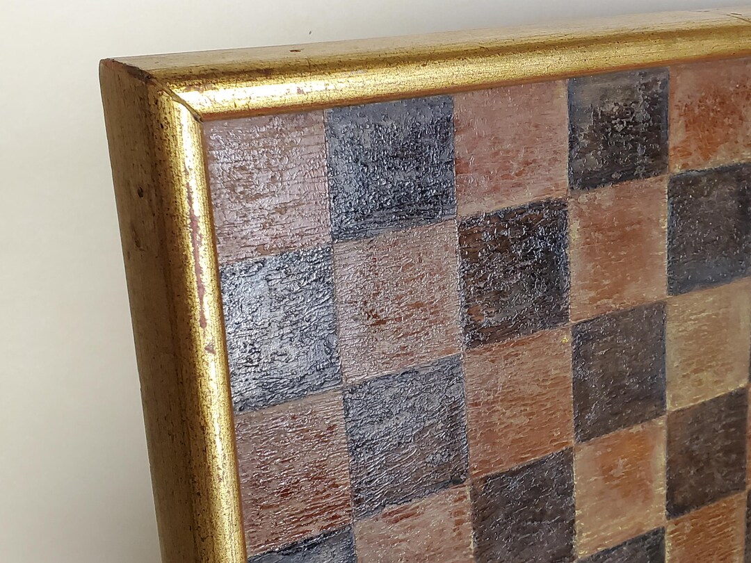 Vintage Art Deco Checkerboard, Game-board, Gilded Gold Framed Border ...
