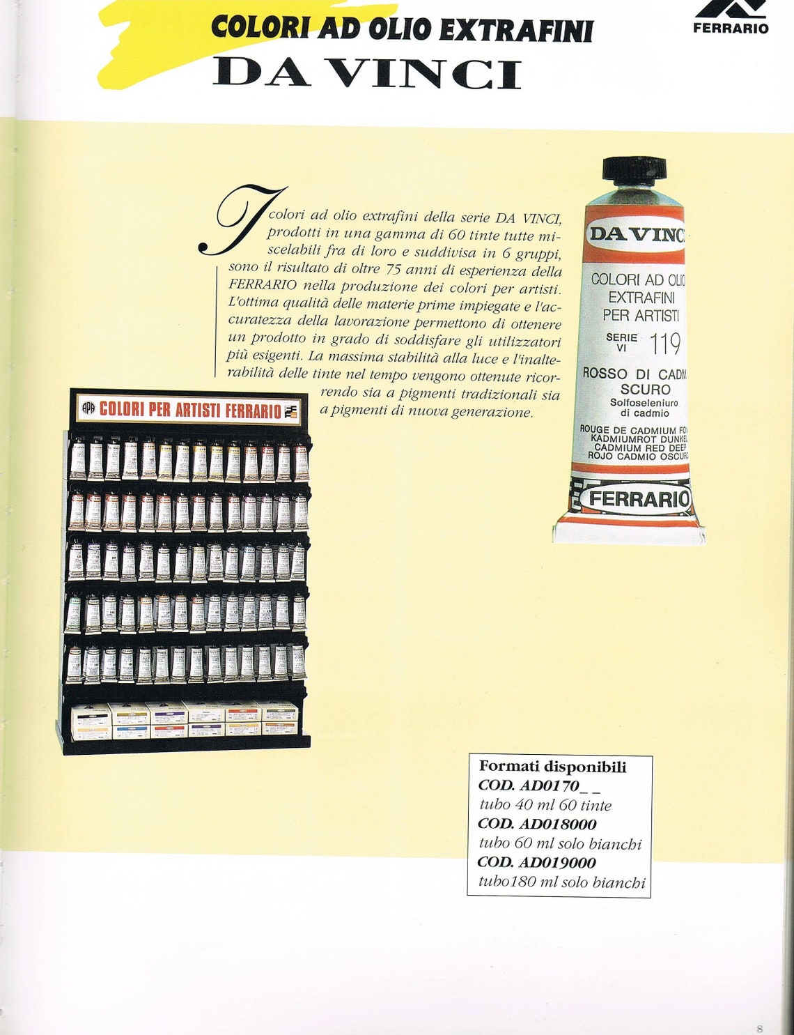 Vintage FERRARIO DAVINCI Extra-fine Artist Oil Paint 40ml Made in Italy ...