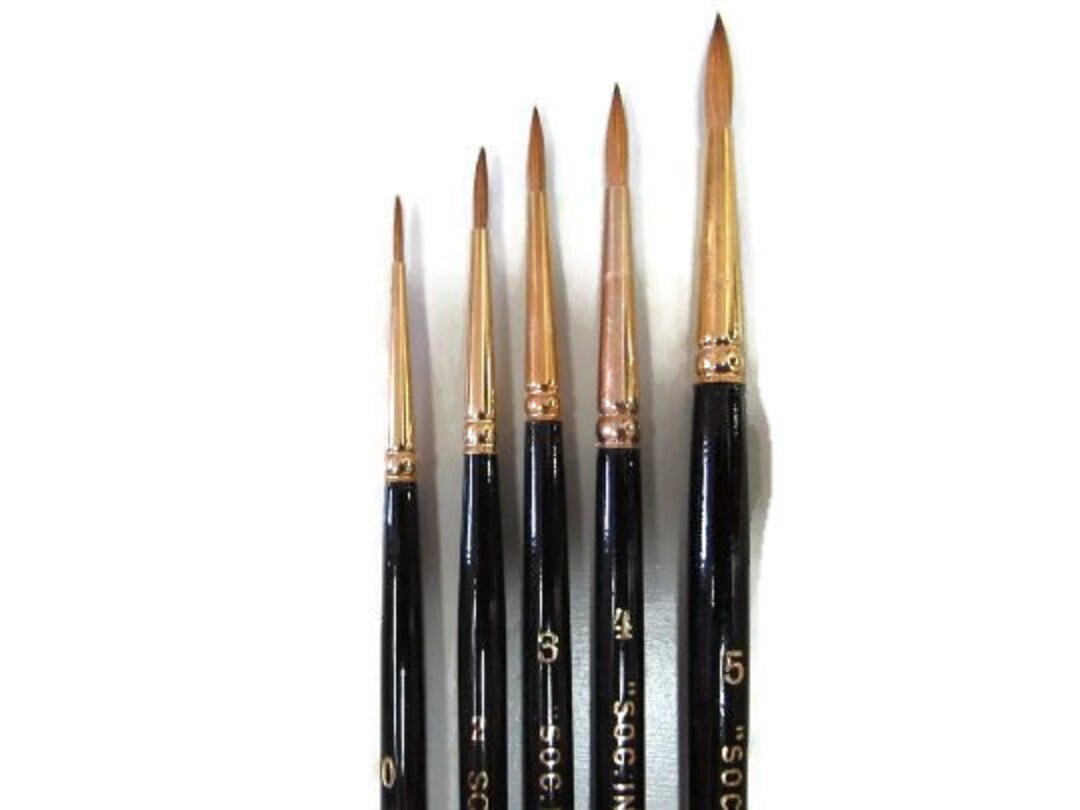 5pcs Best Winter Tail Kolinsky Red Sable Artist Quality Water Colour ...