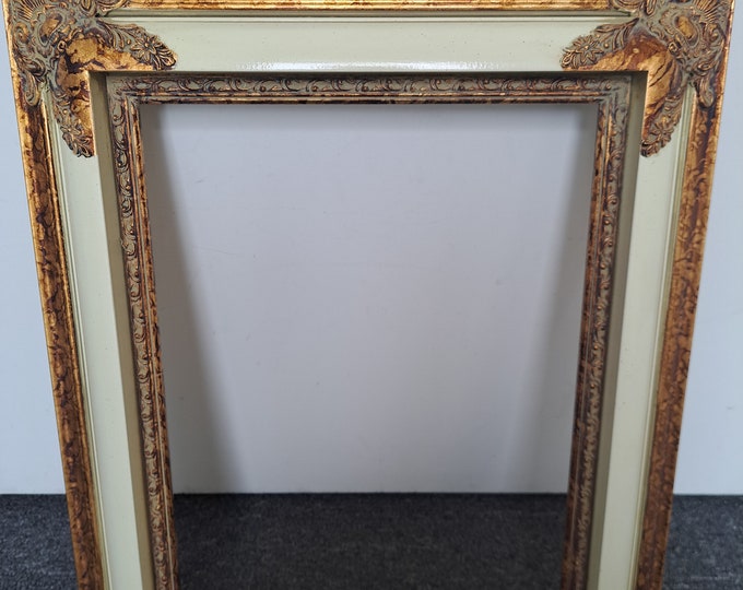 Wooden Ornate Picture Frame Imperial Compo 12x16'' OFF WHITE and Gold ...