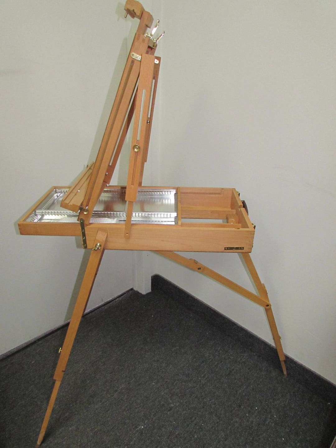 Deluxe Artist French Box Easel Beechwood With METAL DIVIDER & Wooden ...