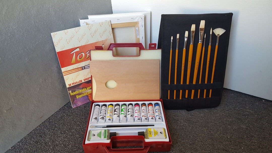 Artist Paint Set Ferrario Van Dyck Oil Color -brushes ,canvas ,palette ...