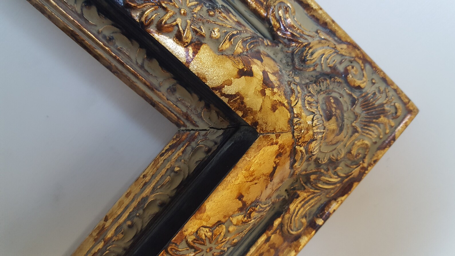 Distress Black and Gold Leaf 3'' Wide Wooden Ornate - Etsy