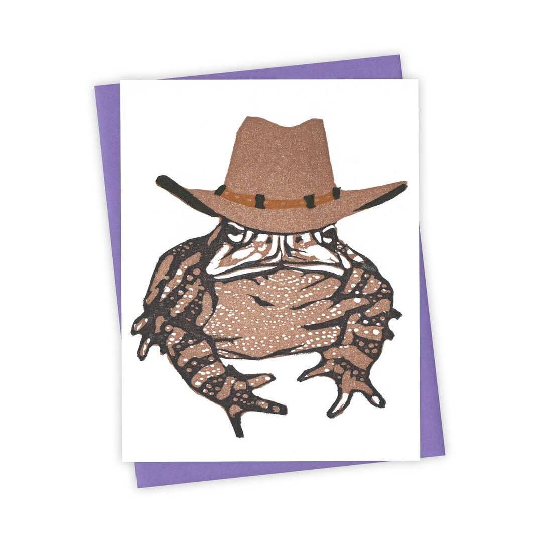 Ten Gallon Toad Card – Letterpress Card With Toad in Cowboy Hat ...