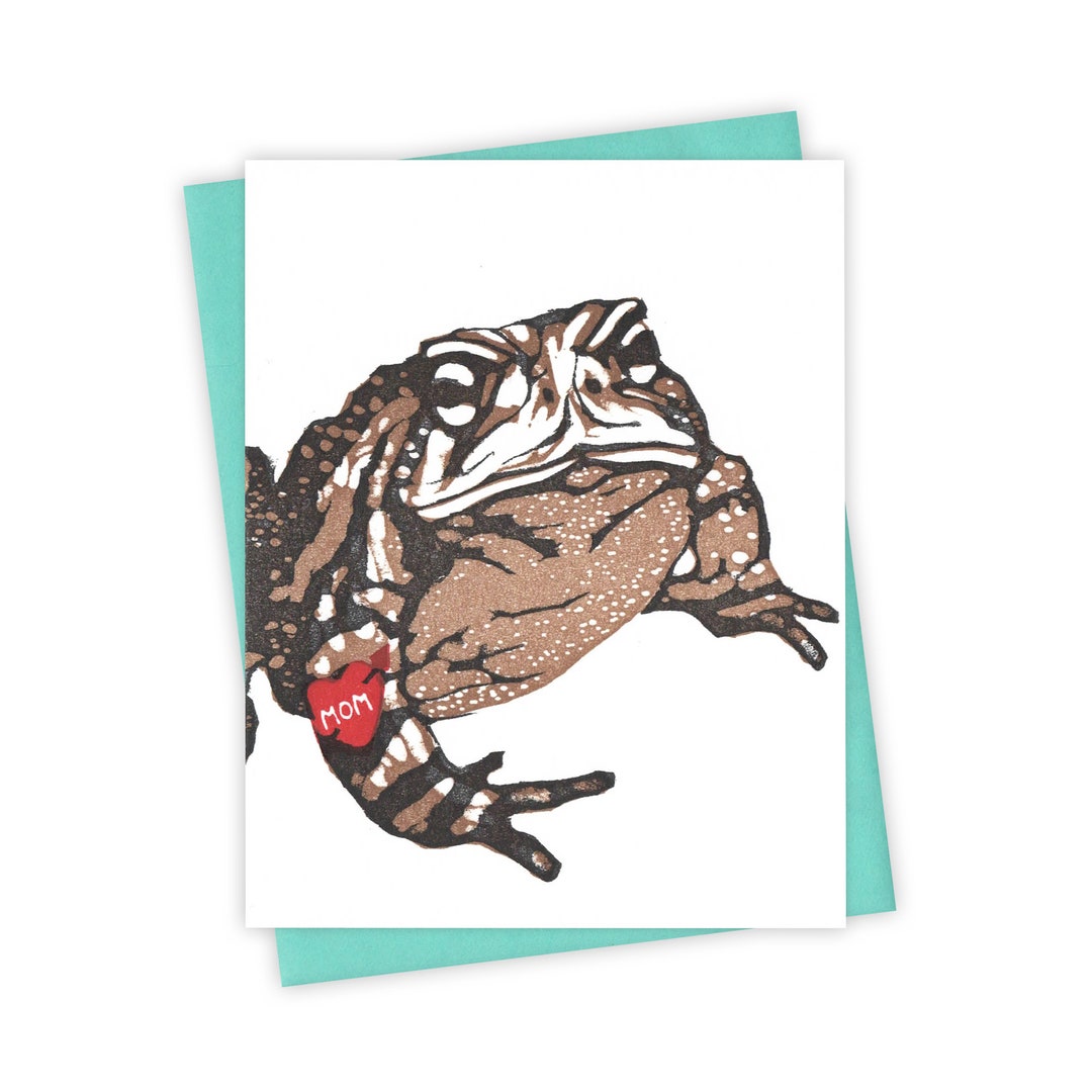 Tattoo Toad Card – Letterpress Card With Toad With Heart-shaped Tattoo ...