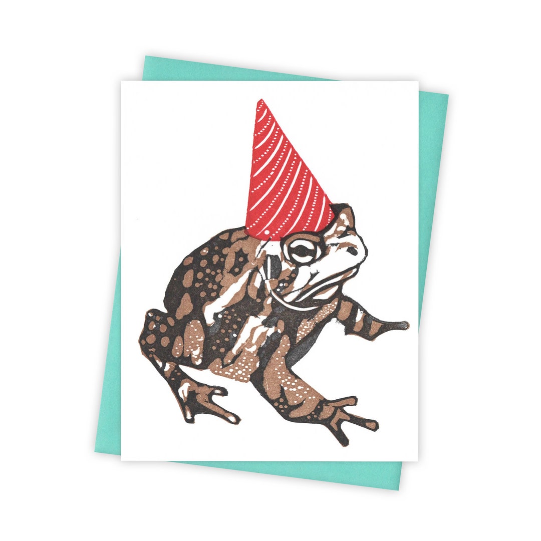 Party Animal Toad Card – Letterpress Card With Toad in Birthday Hat ...