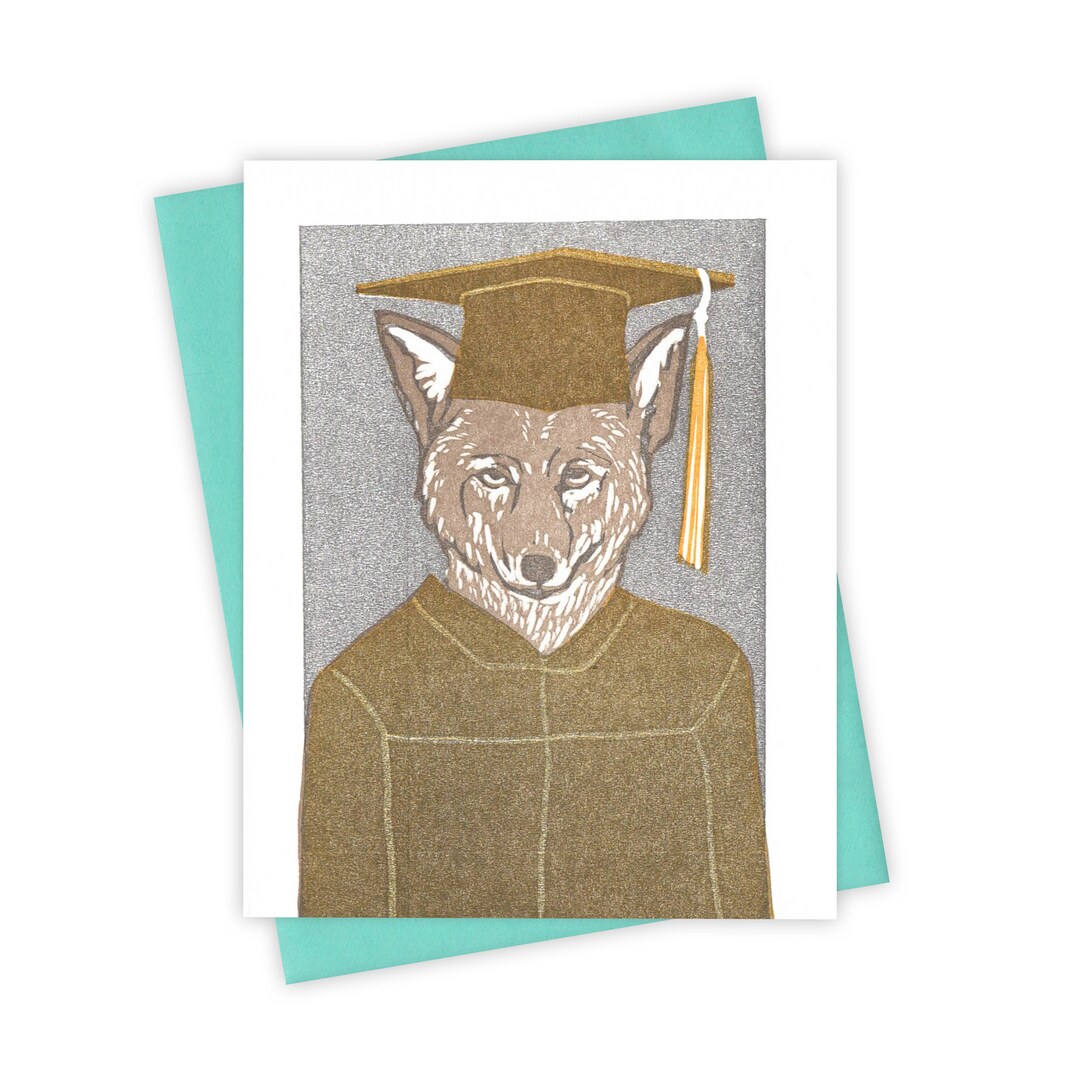 Graduate Coyote Card – Graduation Letterpress Greeting Card With Coyote ...