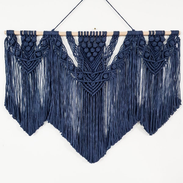 Blue Macrame Wall Hanging - Etsy