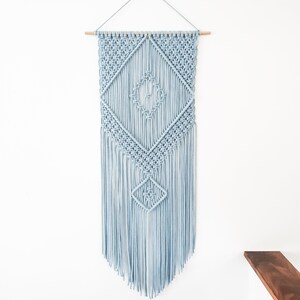 Handmade Light Blue Macrame Wall Hanging Bohemian Decor | Etsy