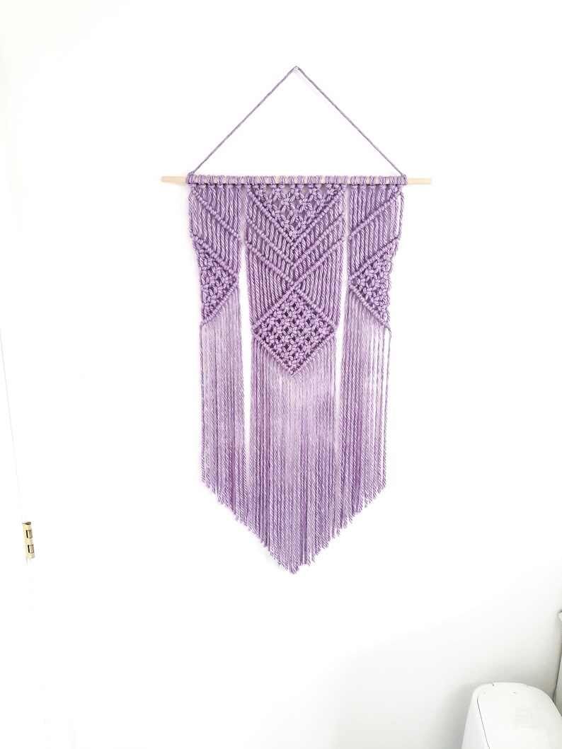 Purple Macrame Wall Hanging 3 Foot Length Yarn Decor Boho | Etsy