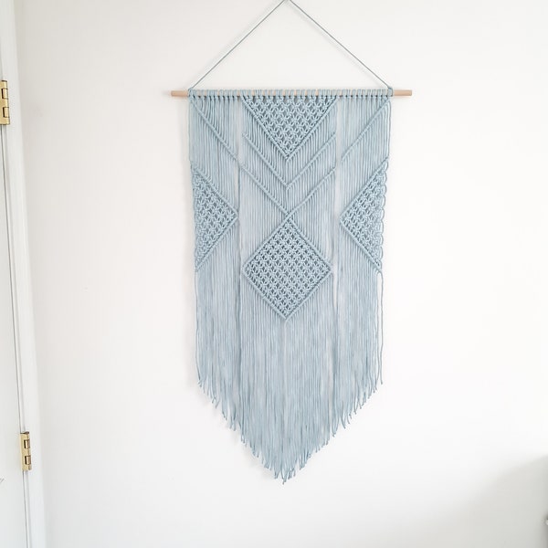 Blue Macrame Wall Hanging - Etsy