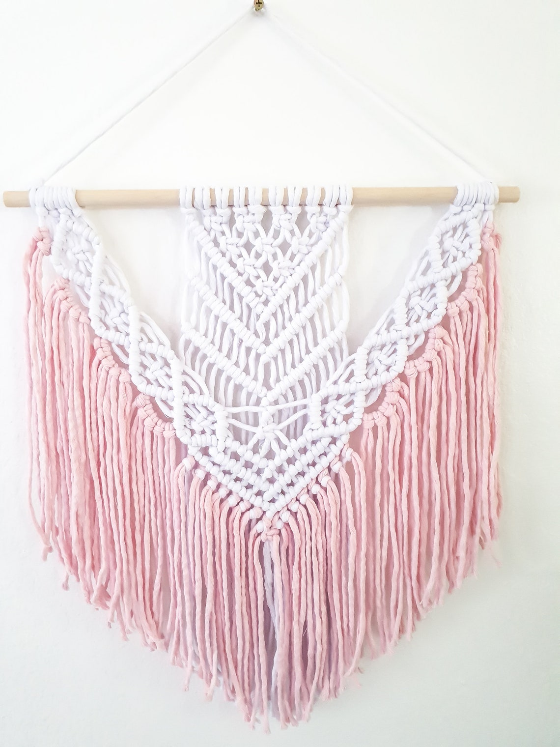 Handmade Pink and White Macrame Wall Hanging Two Options: | Etsy