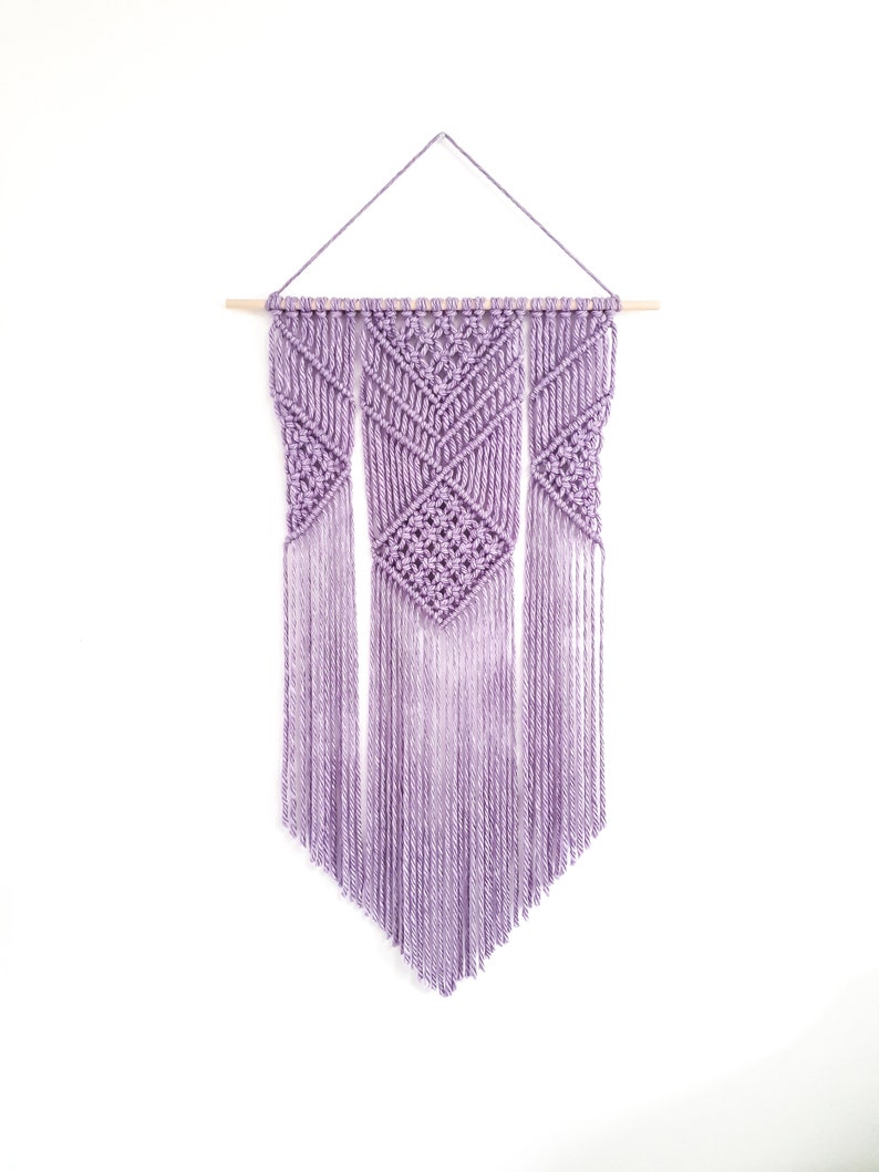 Purple Macrame Wall Hanging 3 Foot Length Yarn Decor Boho | Etsy