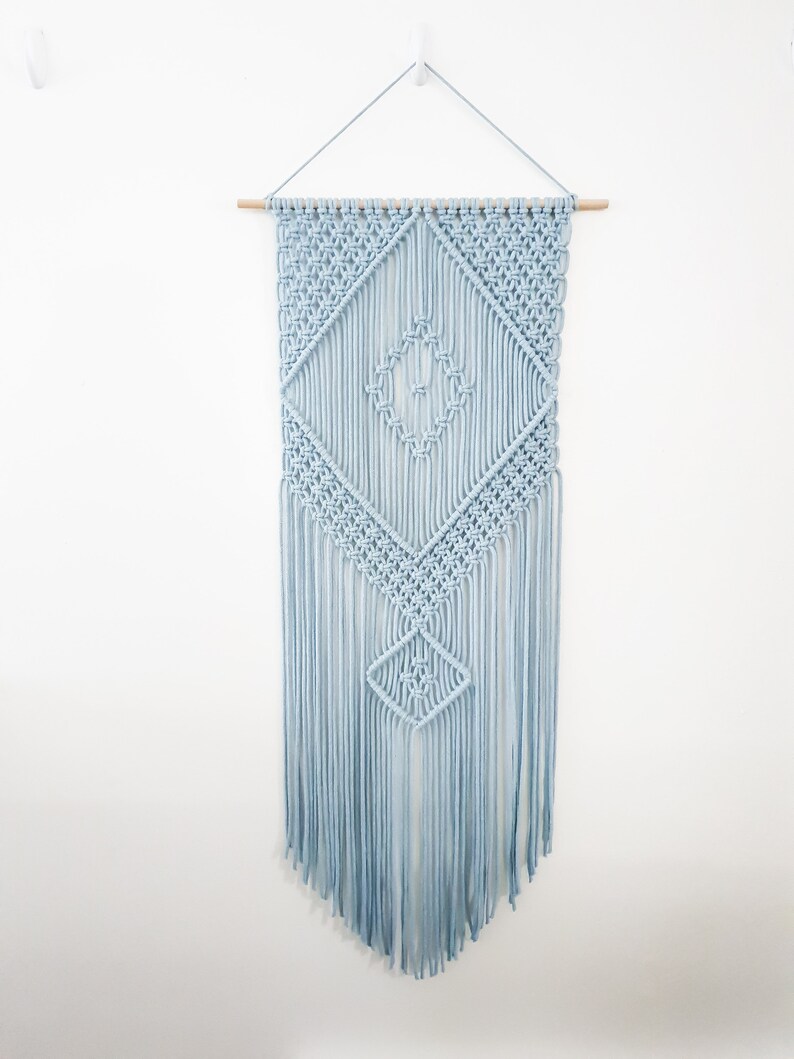 Handmade Light Blue Macrame Wall Hanging Bohemian Decor | Etsy