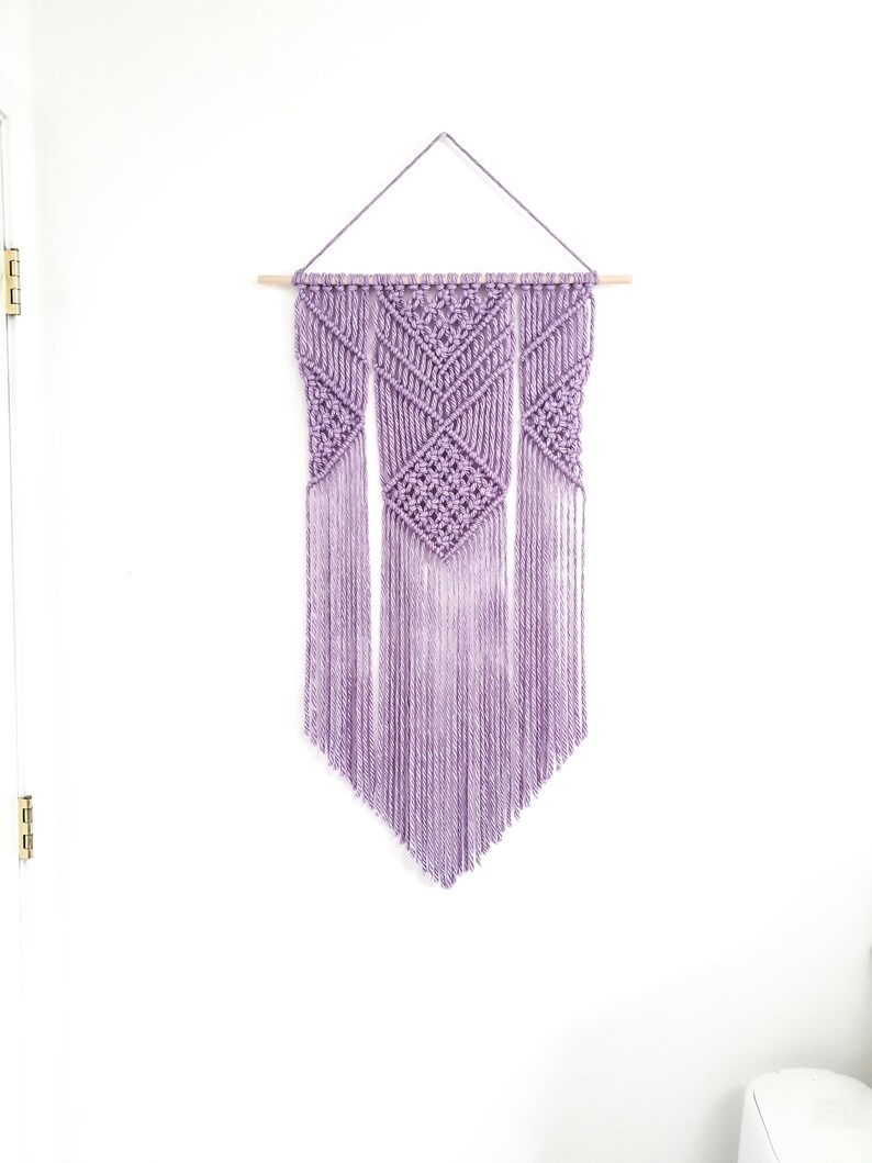 Purple Macrame Wall Hanging 3 Foot Length Yarn Decor Boho | Etsy