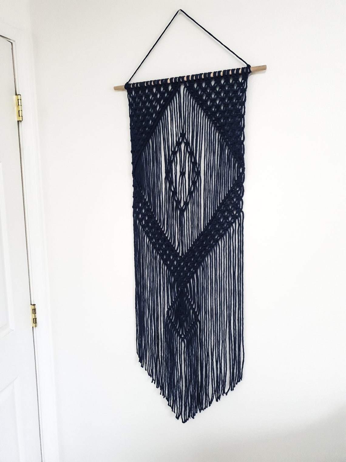 Navy Colored Cotton Rope Macrame Wall Hanging // Handmade in - Etsy