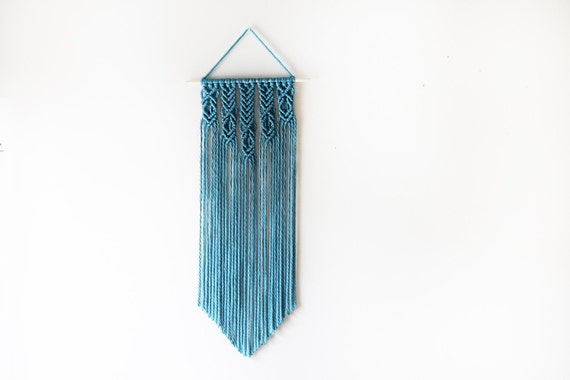 Blue Colored Handmade Macrame Wall Hanging | Etsy