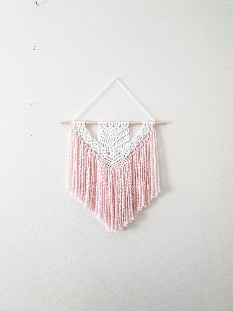 Handmade Pink and White Macrame Wall Hanging Two Options: - Etsy