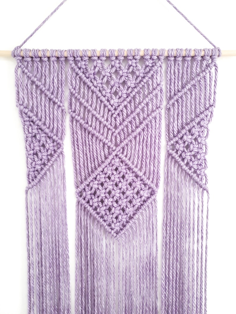 Purple Macrame Wall Hanging 3 Foot Length Yarn Decor Boho | Etsy