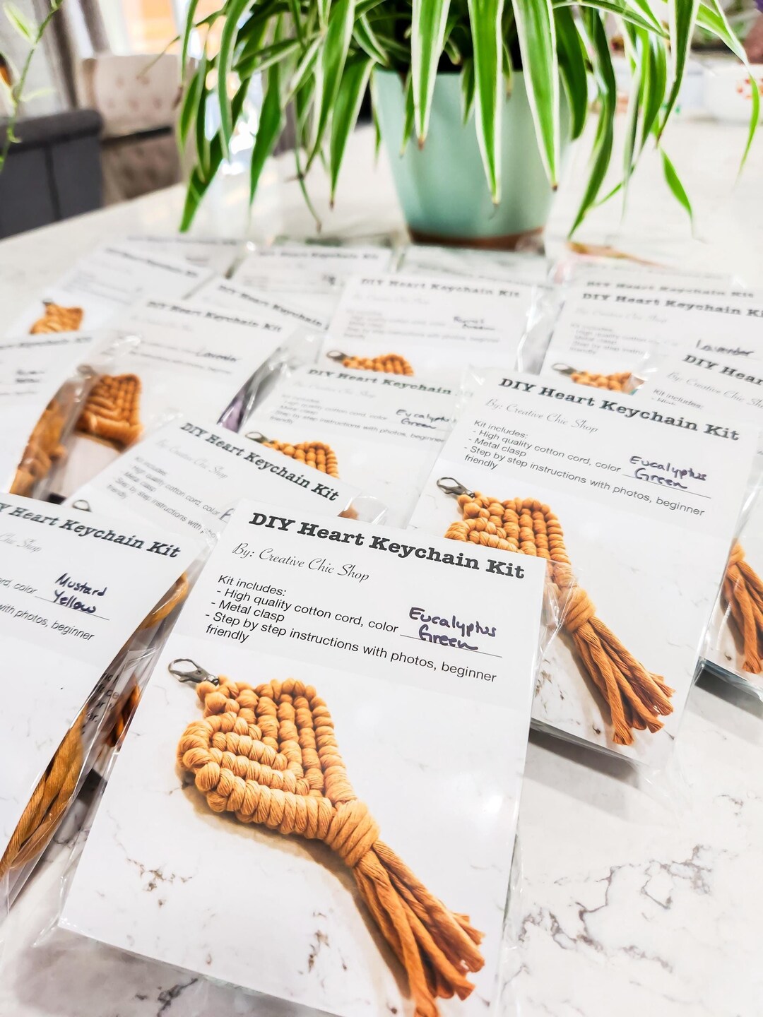 DIY Heart Macrame Keychain Kit, Available in Many Colors - Etsy