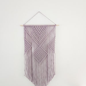 Purple Macrame Wall Hanging - 3 Foot Length, Cotton Rope Decor, Boho ...