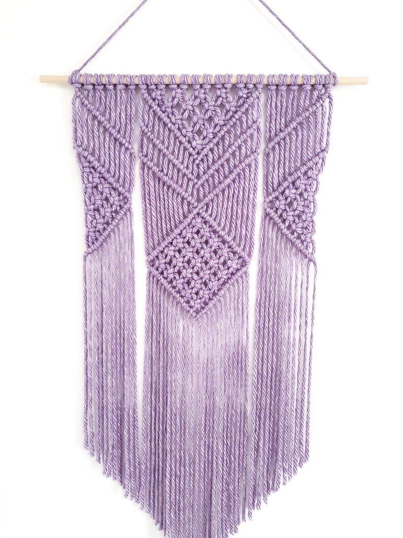 Purple Macrame Wall Hanging 3 Foot Length Yarn Decor Boho | Etsy