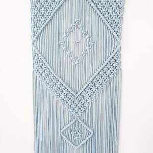 Handmade Light Blue Macrame Wall Hanging, Bohemian Decor, Narrow and ...