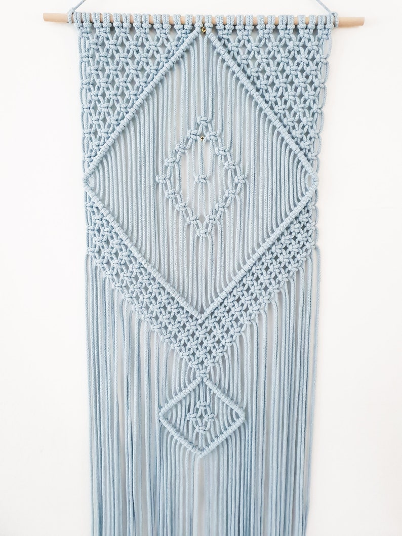 Handmade Light Blue Macrame Wall Hanging Bohemian Decor | Etsy
