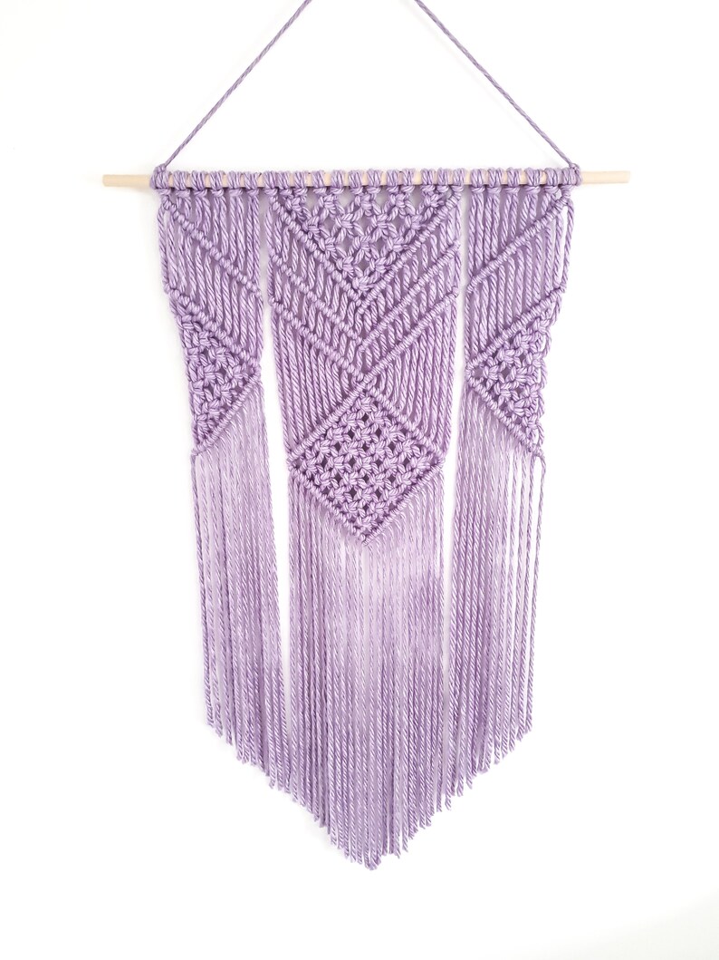 Purple Macrame Wall Hanging 3 Foot Length Yarn Decor Boho | Etsy