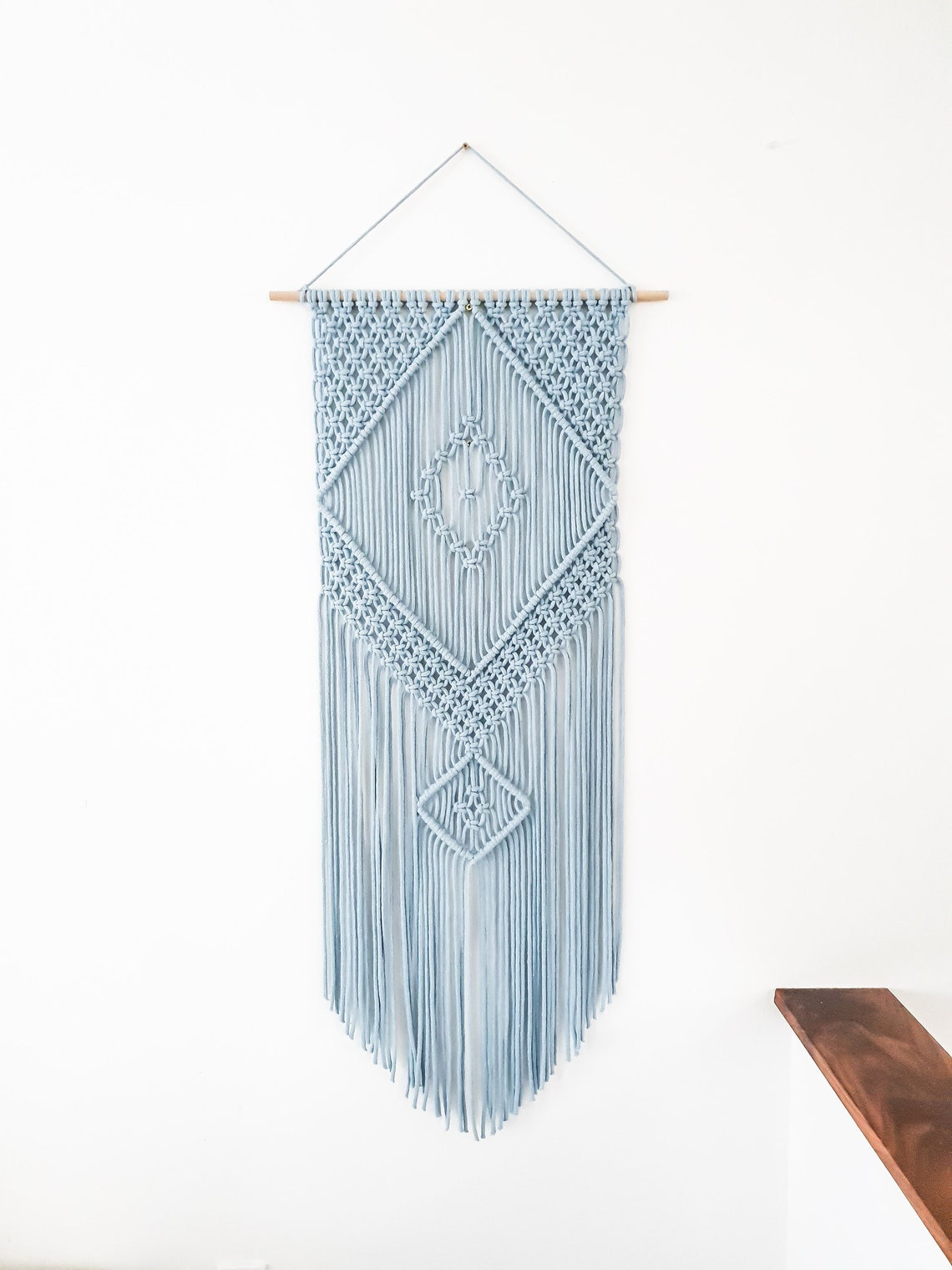 Handmade Light Blue Macrame Wall Hanging Bohemian Decor | Etsy