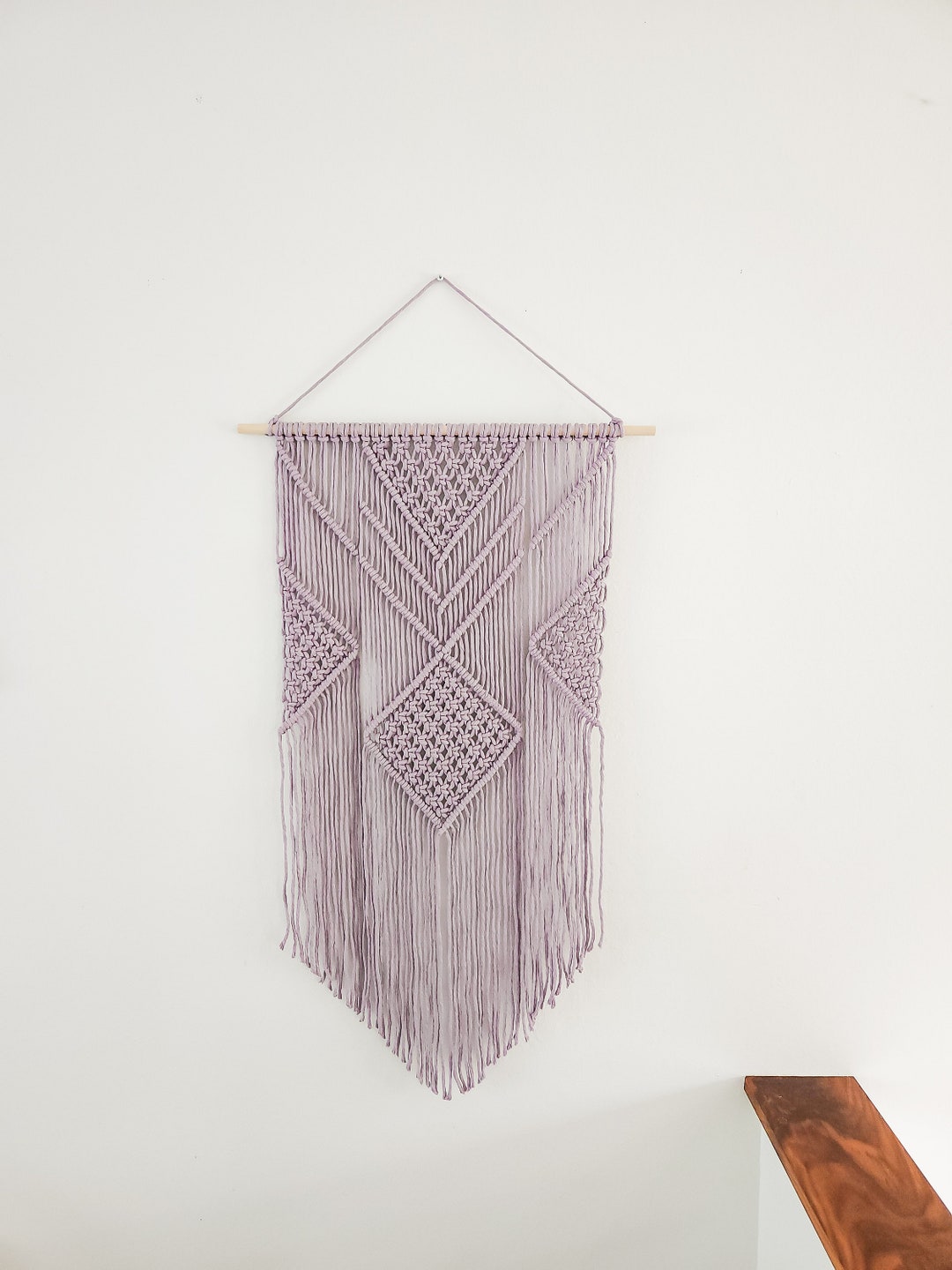 Purple Macrame Wall Hanging - 3 Foot Length, Cotton Rope Decor, Boho ...