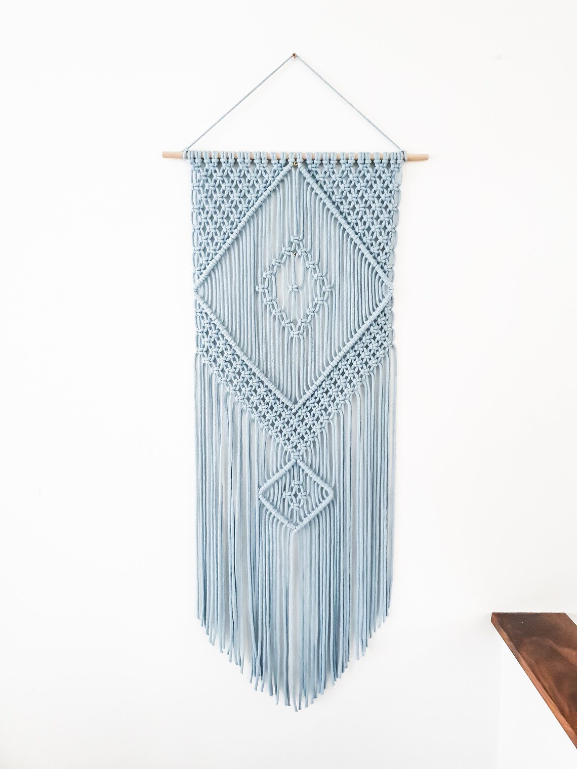 Handmade Light Blue Macrame Wall Hanging Bohemian Decor | Etsy