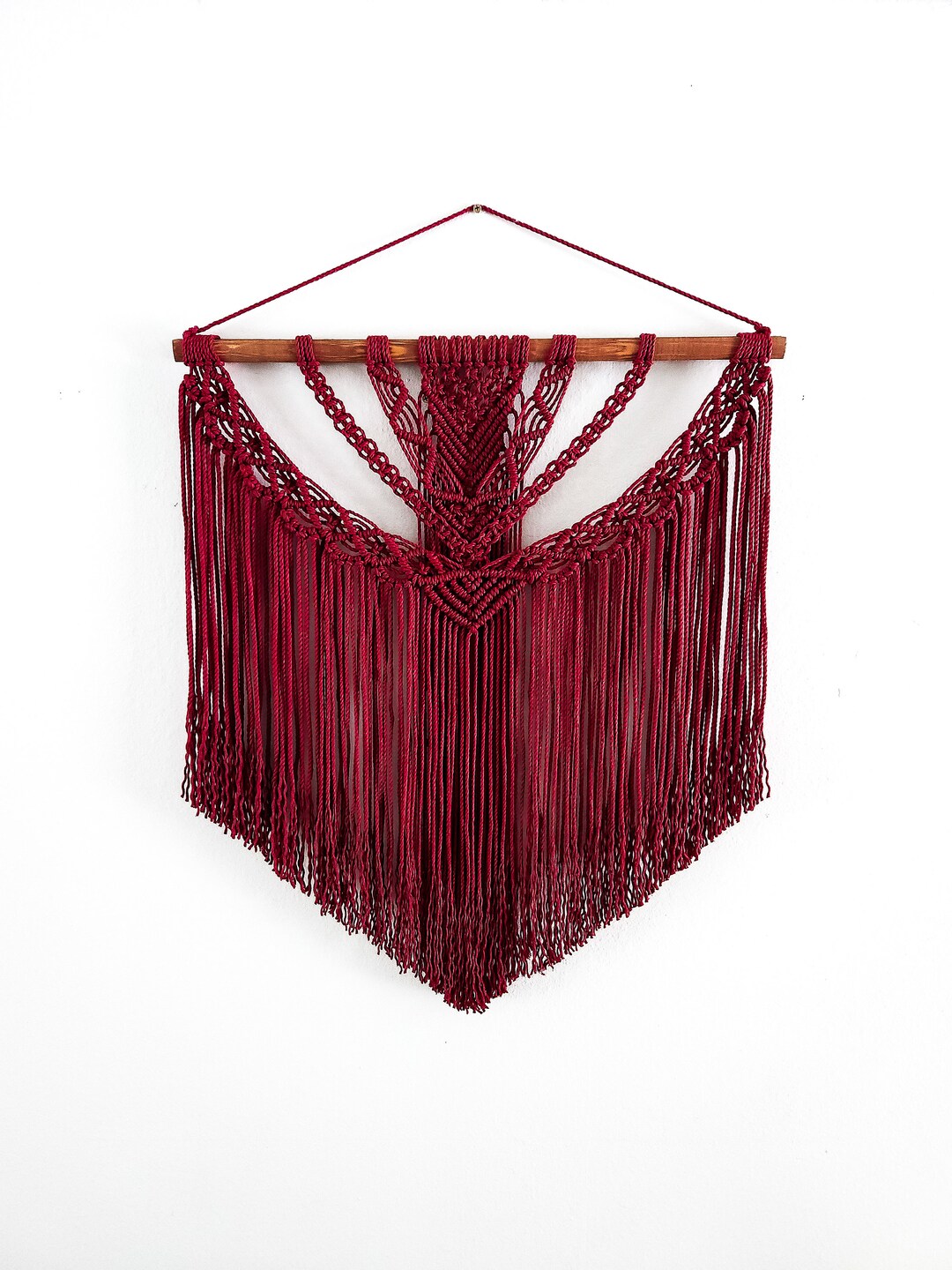 Large Handmade Claret Red Macrame Wall Hanging Wall Art - Etsy